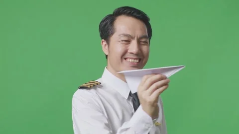 Man Pilot In Paper Plane, Jet Model In H... | Stock Video | Pond5