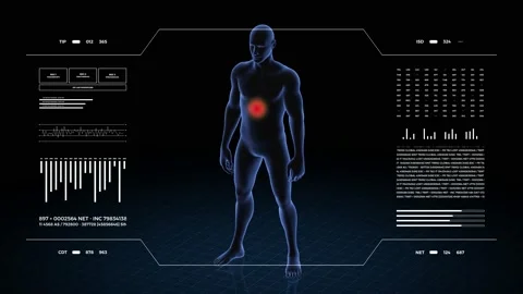 Man with pit of stomach pathology. 3d bo... | Stock Video | Pond5