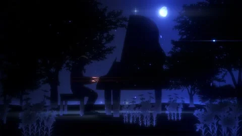 Man Playing Piano under The Moon VJ Loop... | Stock Video | Pond5