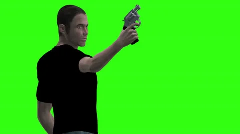 Man pointing gun green screen | Stock Video | Pond5