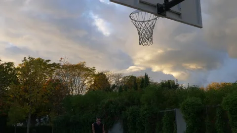 Man Practicing A Two-Point Shot Playing ... | Stock Video | Pond5