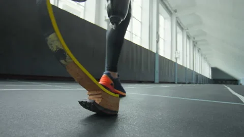 Man with Prosthetic Running Blade Traini... | Stock Video | Pond5