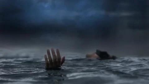 Man reaching for help while sinking in o... | Stock Video | Pond5