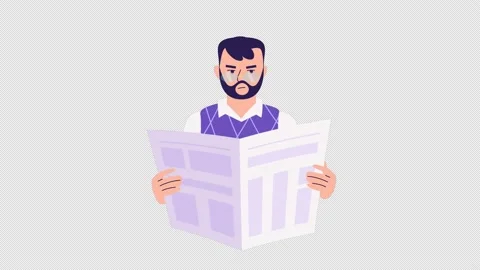 Man reading newspaper animation. Bad or ... | Stock Video | Pond5