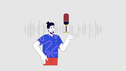 Man recording audio message line 2D char... | Stock Video | Pond5