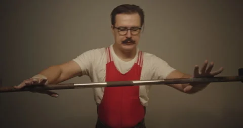 Man in Red Leotard Doing Barbell Squats ... | Stock Video | Pond5