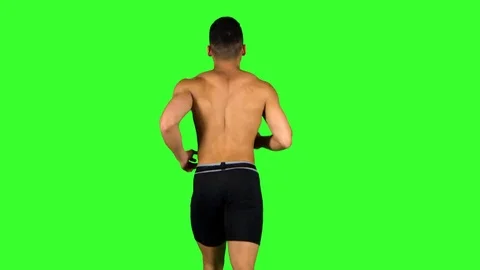 Man run on green screen background. Back... | Stock Video | Pond5