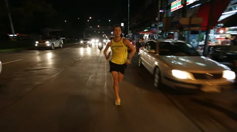 Man Running Night Stock Footage ~ Royalty Free Stock Videos | Pond5