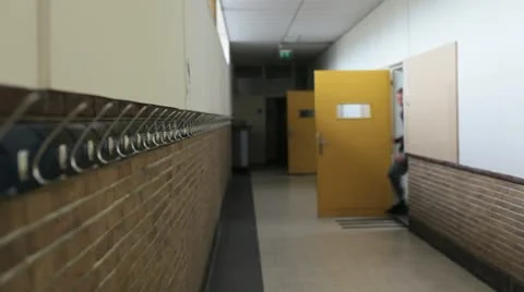 man running in full panic in the hallway... | Stock Video | Pond5