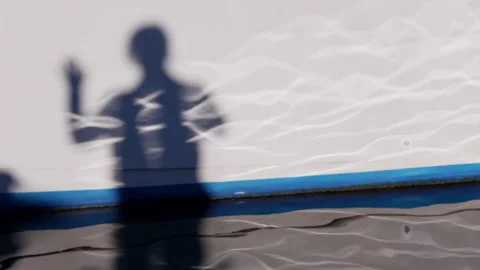 Man Shadow is Waving Hand on Yacht Boat | Stock Video | Pond5