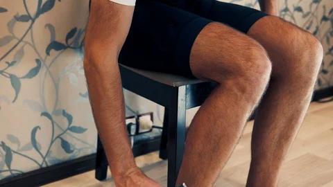 Man Shaving Legs. Close-Up Cyclist Male ... | Stock Video | Pond5