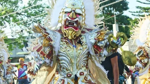 man in shining lion masquerade costume j... | Stock Video | Pond5