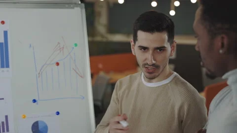 Man showing financial diagrams on flip c... | Stock Video | Pond5