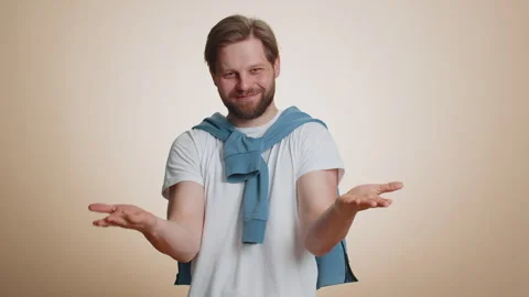 Man showing inviting gesture with hands,... | Stock Video | Pond5