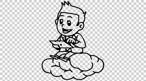 man sitting on a cloud cartoon illustrat... | Stock Video | Pond5