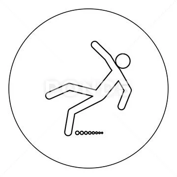 Man slip fall icon black color in circle vector illustration isolated ...