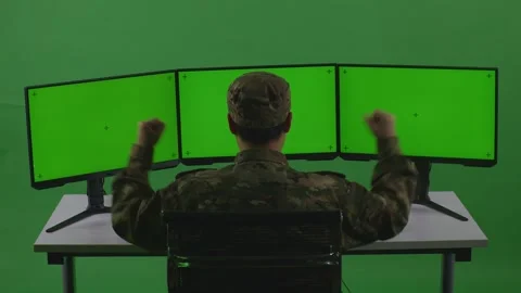 Man Soldier Working With Mock Up Multipl... | Stock Video | Pond5