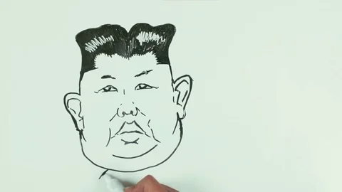 Man speed draw kim chen un face caricatu... | Stock Video | Pond5
