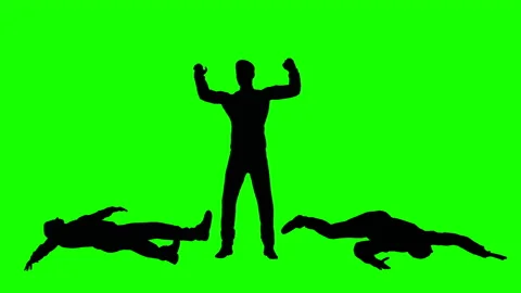 Man standing over fallen opponents silho... | Stock Video | Pond5
