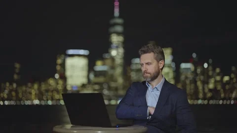 Man in suit counting money at night stre... | Stock Video | Pond5