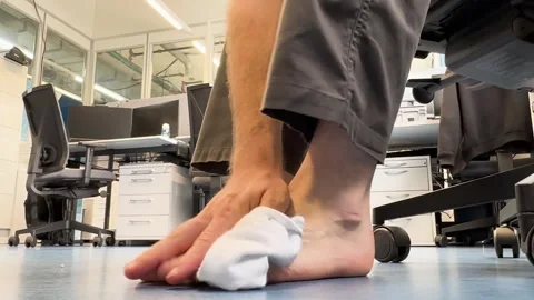 Man takes off socks and massages feet | Stock Video | Pond5