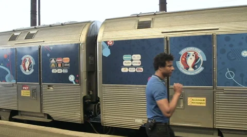 Man taking photo with Super Victor UEFA ... | Stock Video | Pond5