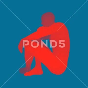 Man in a Thinker Pose. 3D Model of Man. Vector Illustration ...