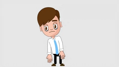 Man Tired Animation Character Loop Alpha | Stock Video | Pond5