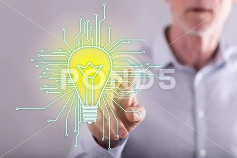 Man touching a technology innovation concept ~ Premium Photo #91850984
