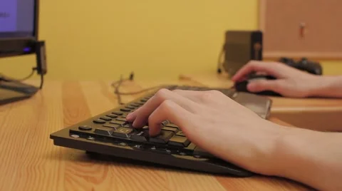 Man Typing on a Black Computer Keyboard.... | Stock Video | Pond5