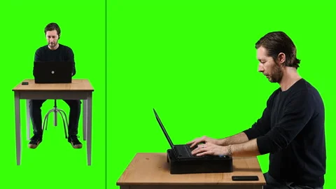 Man Typing On Laptop On Green Screen Bac... | Stock Video | Pond5