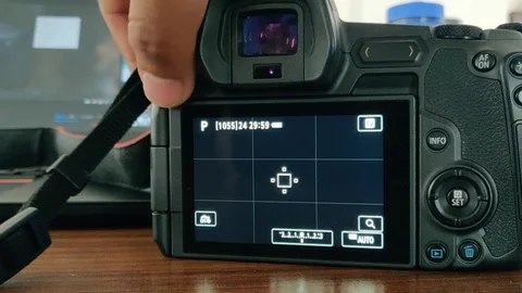 Man uses camera menu to format the SD ca... | Stock Video | Pond5