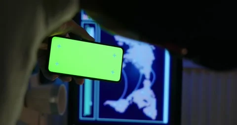 man using green screen mobile | Stock Video | Pond5