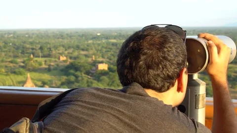 Man Viewing Bagan Temples in Myanmar thr... | Stock Video | Pond5