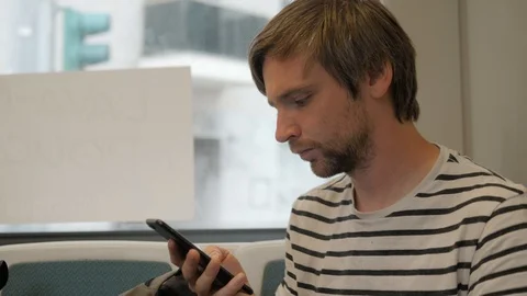 Man voice recognition with smart phone i... | Stock Video | Pond5