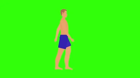 Man walking bare bust and short pants, c... | Stock Video | Pond5