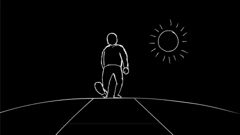 Man Walking on Pavement Front View Drawi... | Stock Video | Pond5