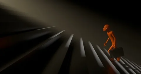 Man walking up the stairs. Way to succes... | Stock Video | Pond5