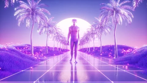 Man walking Synthwave background loop | Stock Video | Pond5