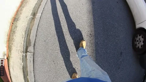 Man Walking, Top View, Fish-Eye Lens | Stock Video | Pond5