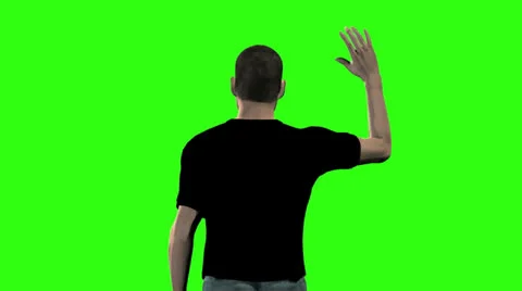 Man waving with back to camera green scr... | Stock Video | Pond5
