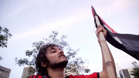 Man Waving the Flamengo Soccer Football ... | Stock Video | Pond5