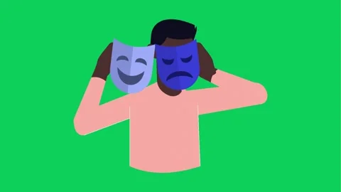 Man wearing masking 2d animation on gree... | Stock Video | Pond5