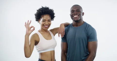 Man, woman and ok sign for exercise in s... | Stock Video | Pond5
