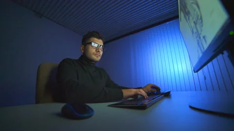 The man working with a 3d manipulator an... | Stock Video | Pond5