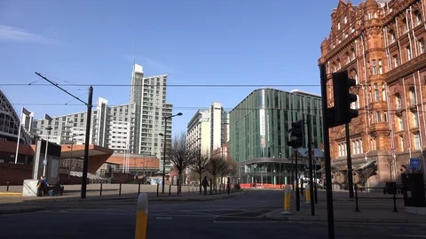 Manchester city centre architecture with... | Stock Video | Pond5
