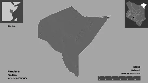 Mandera location. Kenya. Bilevel map | Stock Video | Pond5