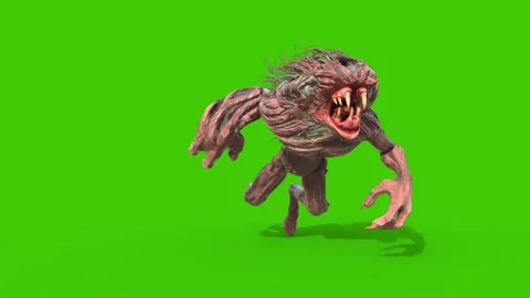 Mane Monster Long Fangs Runs Green Scree... | Stock Video | Pond5