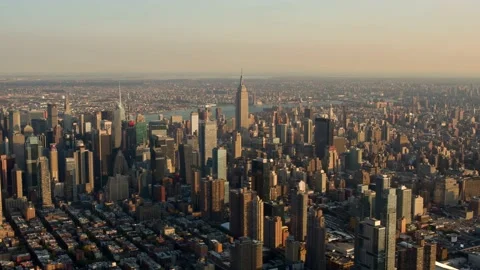 Manhattan aerial over buildings from hel... | Stock Video | Pond5