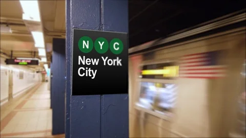 Manhattan Subway Approaches the Platform... | Stock Video | Pond5